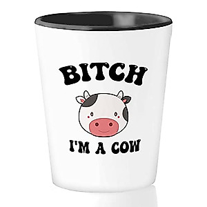 Bubble Hugs Animal Shot Glass 1.5 oz - Im a Cow - Kawaii Farm Farmer Cute Cow Lovers Sarcasm