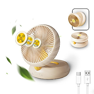 Coplax Table Fan, Rechargeable Remote Control Fan with Auto Oscillation 90 Foldable Ultra Quiet 4 Speeds Wind, Portable Air Circulator Fan,Hang Hook, USB Wall Fan for Bedroom Office Kitchen