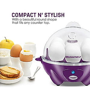 Elite Gourmet Easy Electric 7 Egg Capacity Cooker, Poacher, Omelet Maker, Scrambled, Soft, Medium, Hard Boiled with Auto Shut-Off and Buzzer, BPA Free