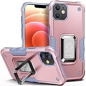 HOOMIL Case for iPhone 12/12 Pro with Stand, Military-Grade Protection Shockproof Cover - Rose Gold