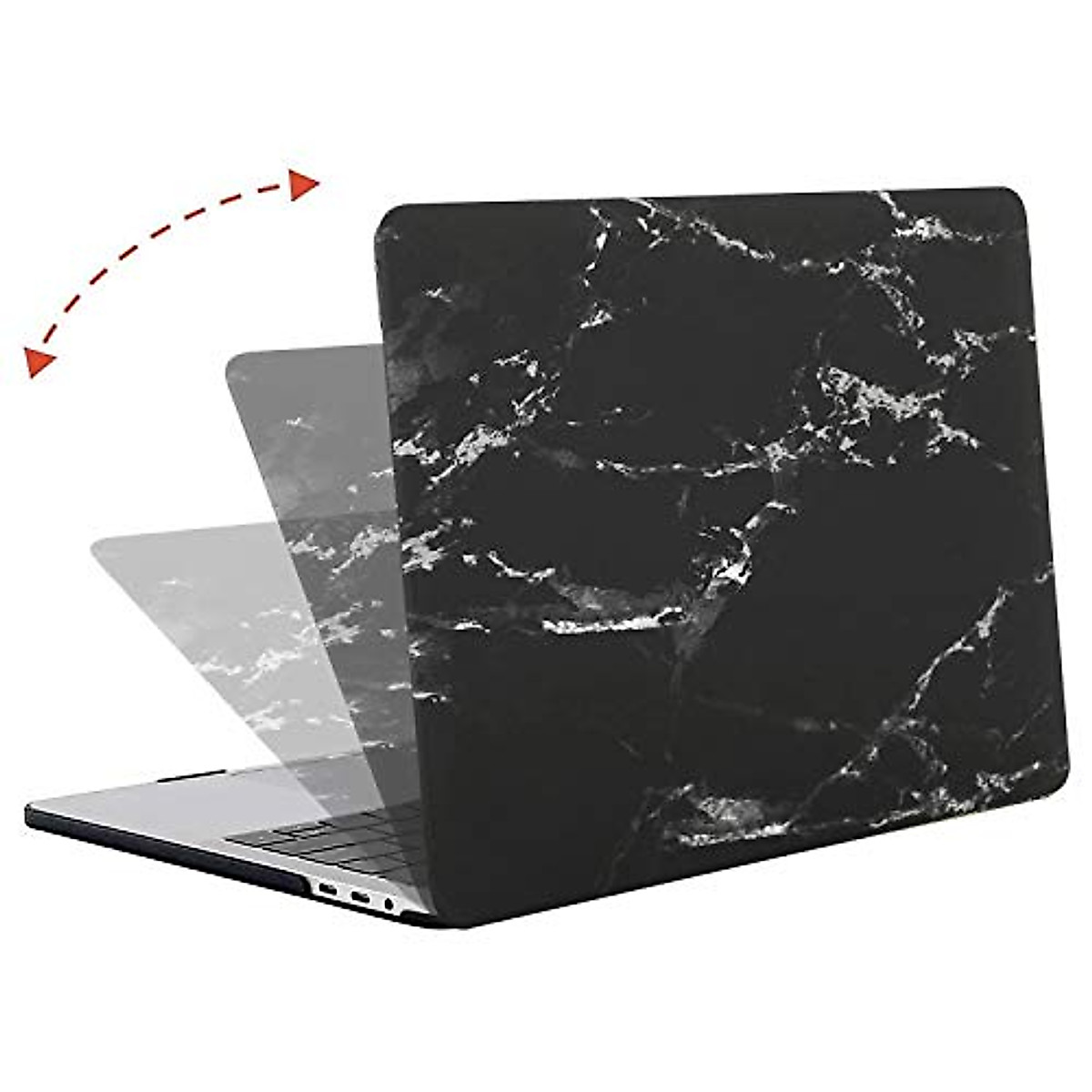 MOSISO Compatible with MacBook Pro 13 inch Case M2 2023, 2022, 2021-2016 A2338 M1 A2251 A2289 A2159 A1989 A1708 A1706, Plastic Pattern Hard Shell Case&Keyboard Cover&Screen Protector,Black Marble