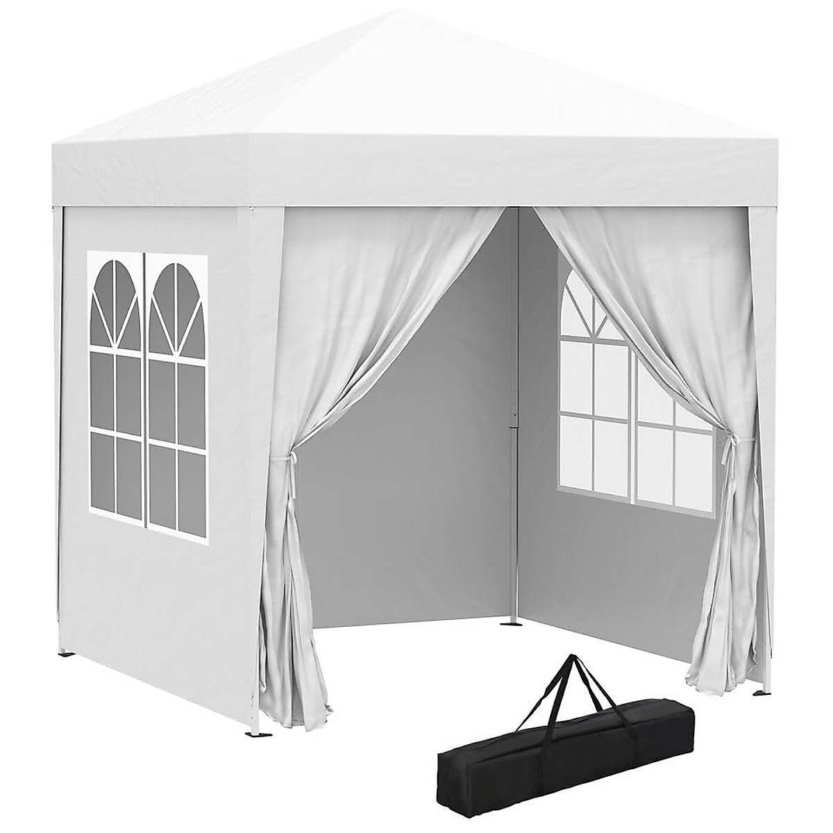 yoyomax 8'x8' Pop Up Canopy Instant Folding Gazebo, Outdoor Lightweight Gazebo Shade Tent with Sidewalls and Windows Sun Protection, Ideal for Patio-Backyard-Deck (White)