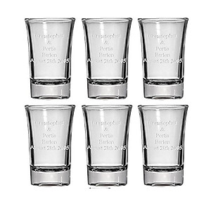 CKB Products Personalized Laser-Etched Engraving Shot Glasses - Set of 6-1.5 oz. - Your Choice of 12 Fonts - Wedding - Birthday - Anniversary - Graduation