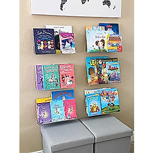 KLGO 4 Pack Clear Acrylic Floating Wall Ledge Shelf for,15" Invisible Wall Mounted Nursery Kids Floating Bookshelf for Kids Room,Modern Funko Pop Display Shelves Toy Storage Wall Shelf