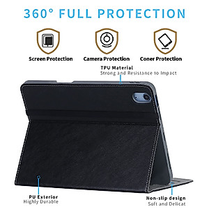 HFcoupe 2024 iPad Air 6th Generation Case 11 inch M2, 10.9 inch iPad Air Case 5th/4th Gen with Pencil Holder & Pocket (2022/2020 Released), Stitch iPad Air Cover Folio Auto Wake/Sleep, Black