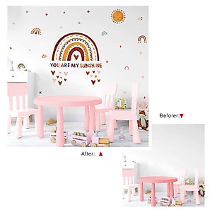 Rainbow Wall Decals You are My Sunshine Boho Wall Stickers for Kids Room Decor,Boho Classroom Decor Inspirational Wall Decals for Girls Bedroom Removable Easy Paste Rainbow Nursery Decor