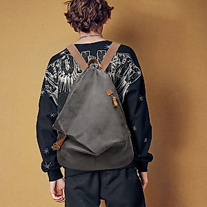 KL928 PU Leather Vintage Backpack – Large Casual Daypack Outdoor Travel Rucksack Hiking Backpacks for Men Women