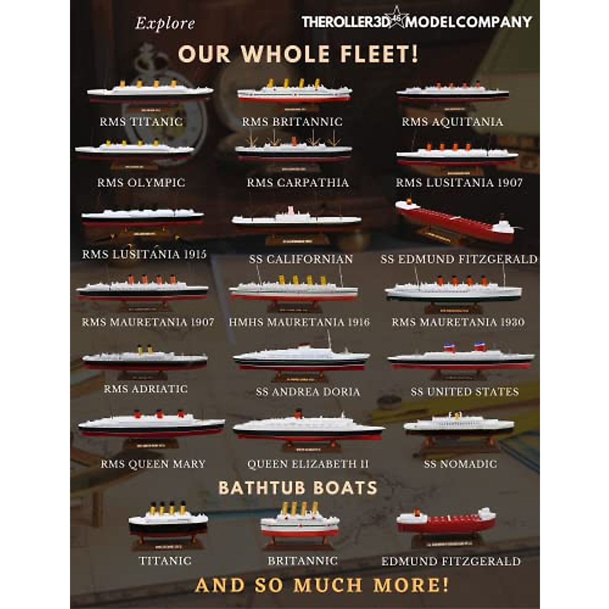 RMS Titanic Model 1 Foot in Length w/Floating Iceberg Model Included, White, 1 FT LONG