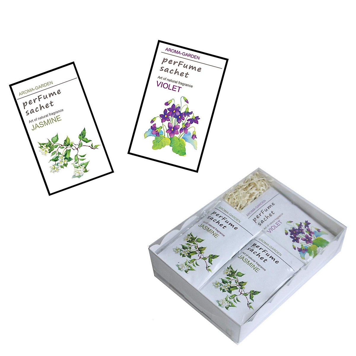 Aroma-Garden Scented Sachet, 12 Pack -Spring Break- Home Fragrance Sachets for Drawers, Closets, Room. Scented Sachet Violet & Jasmine.