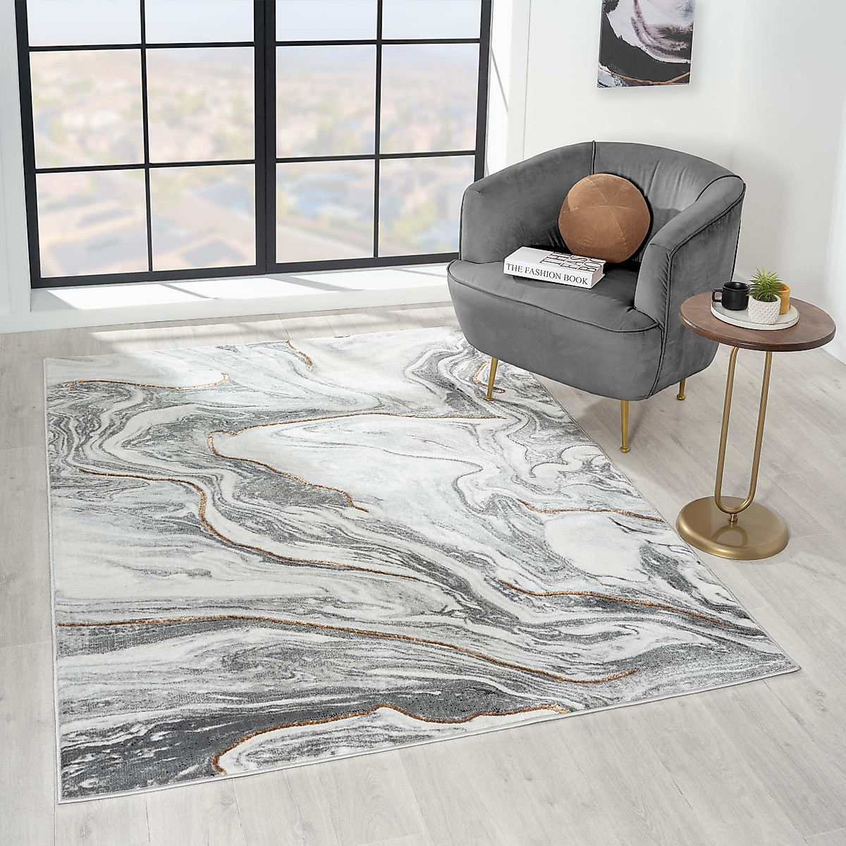 LUXE WEAVERS Marble Abstract Pattern Gray 5x7 Area Rug