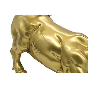 ZHONGJIUYUAN Brass Charging Stock Market Bull Figurine Wall Street Sculptures Bull Ox Statue Feng Shui Scuplture Home Office Decor (Middle Size)