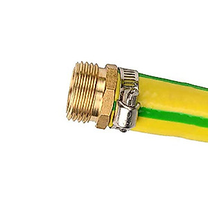 Hanobo 2 Pack Brass 5/8 Inch Male Thread Garden Hose Connectors Repair Mender with Clamps