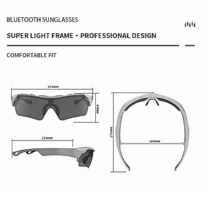 GUAZI STORE Smart Bluetooth Glasses,Outdoor Glasses,Cycling Glasses/Driving Glasses, Listening to Music/answering Calls/Starting Voice Assistants, UV Lenses, Stereo Speakers, white