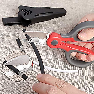 Asdirne 2 Pack Electrician Scissors, Heavy Duty Stainless Steel Sharp Blades and Soft Rubber Grip, Electrician Shears with Protective Cover, 6.1 Inch (Gray/Red)