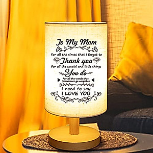 Funnli Gifts for Mom from Daughter Son - Mom Birthday Gifts - 9.1 Inch Fabric Wooden Desk Night Lamp Mom Gifts - Christmas Anniversary Birthday Gifts for Mom from Daughter