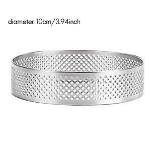 Nebel 8Pcs Stainless Steel Tart Ring, Heat-Resistant Perforated Cake Mousse Ring Round Double Rolled Tart Ring Metal Mold 10cm