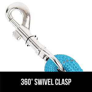 Gorilla Grip Dog Leash, Heavy Duty Reflective Rope Leashes for Large, Medium, Small Breed Dogs, Puppy Training Essential for Walks, Hikes, Soft Handle, Rotating Metal Clip, Waste Bag Dispenser, Blue