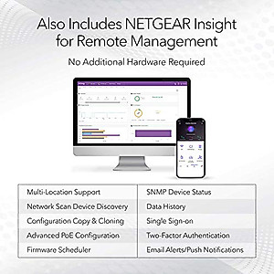 NETGEAR 26-Port PoE Gigabit Ethernet Smart Switch (GS724TP) - Managed, 24 x 1G, 24 x PoE+ @ 190W, 2 x 1G SFP, Optional Insight Cloud Management, Desktop or Rackmount, and Limited Lifetime Protection