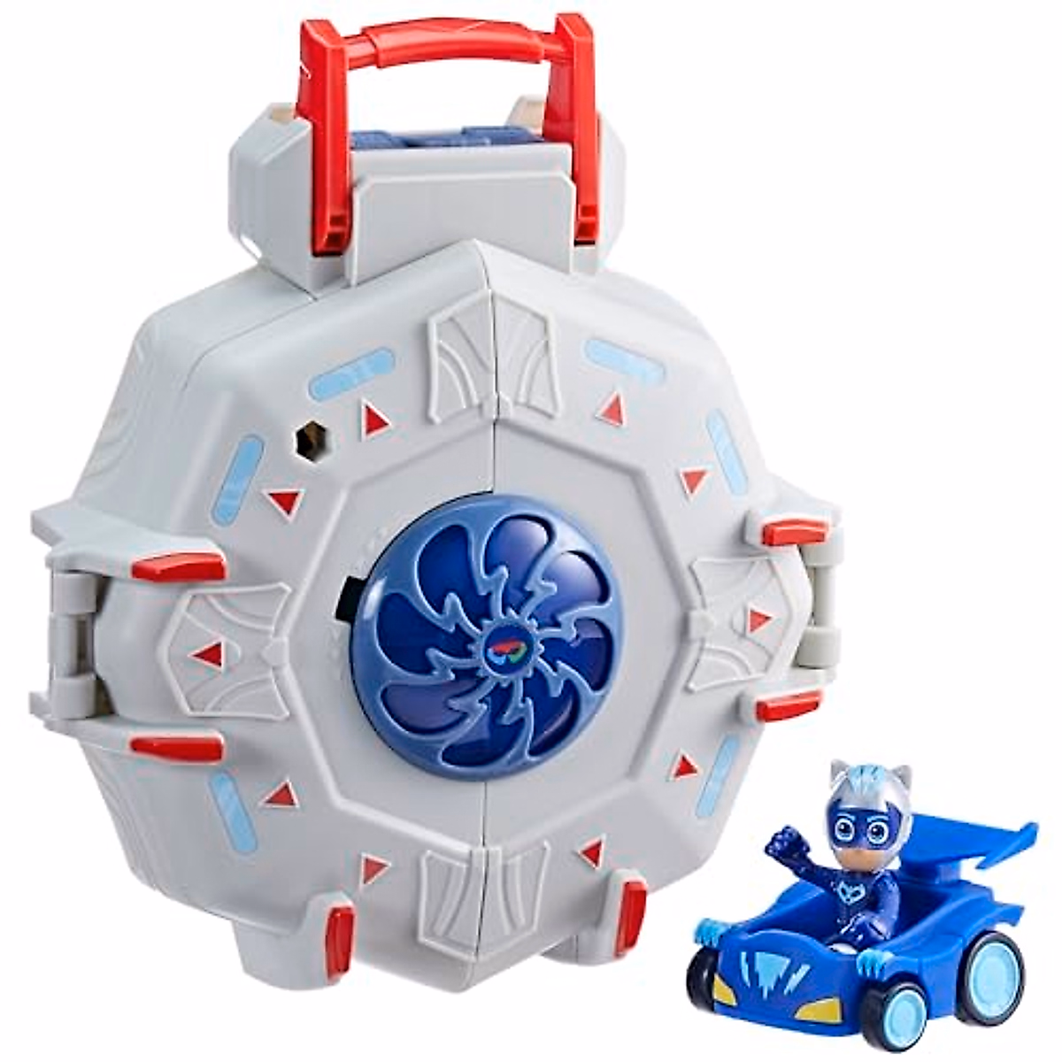 PJ Masks Power Heroes PJ Power Q Playset, Headquarters Set with Car and Figure, Superhero Toys for 3 Year Old Boys and Girls and Up
