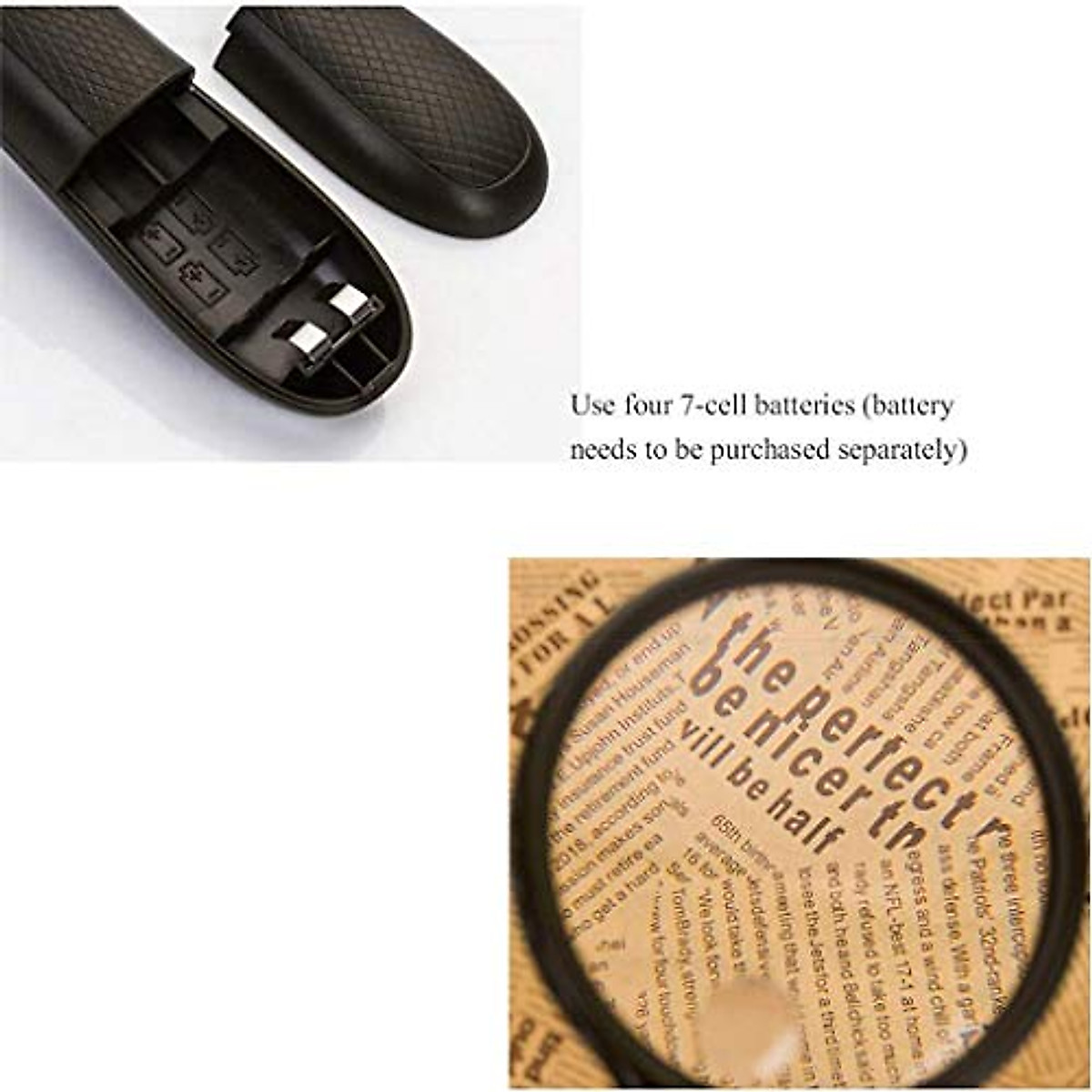 ZHYH Hand-held Magnifier, Handheld Magnifier Reading Magnifying Glass Lens Jewelry Loupe Black