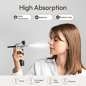 Airbrush Kit with Compressor 30PSI Portable Airbrush Gun Rechargeable Handheld Cordless Air Brush for Nails Art, Painting, Cake Decor, Cookie, Mode, Makeup, Barber (Black)