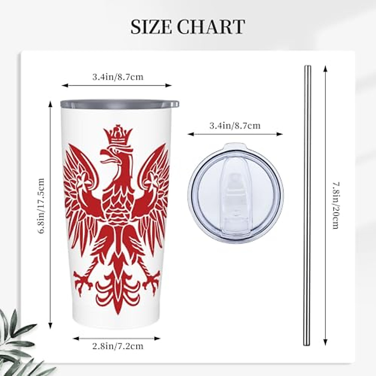 VKKOEWL Polish Flag Poland Polska Eagle Stainless Steel Insulated Tumbler 20 Oz Travel Water Bottle Coffee Mug Drink Cup With Lid Straw