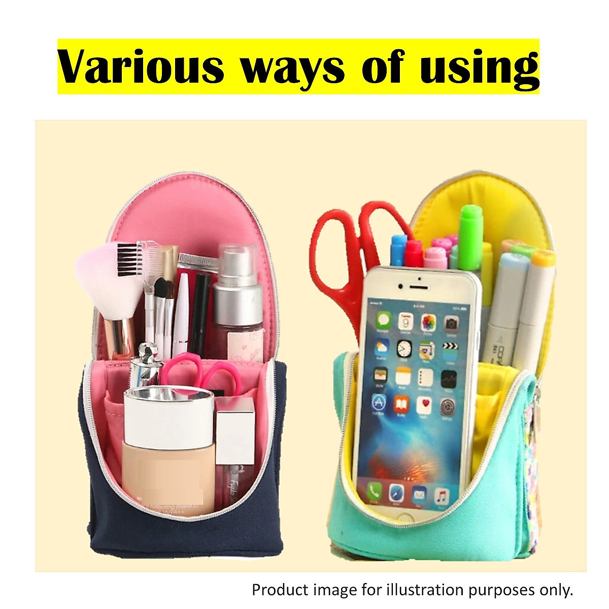 SUN-STAR Anime Pencil Case Nezuko Standing Pen, Makeup Pouch, Phone Stand