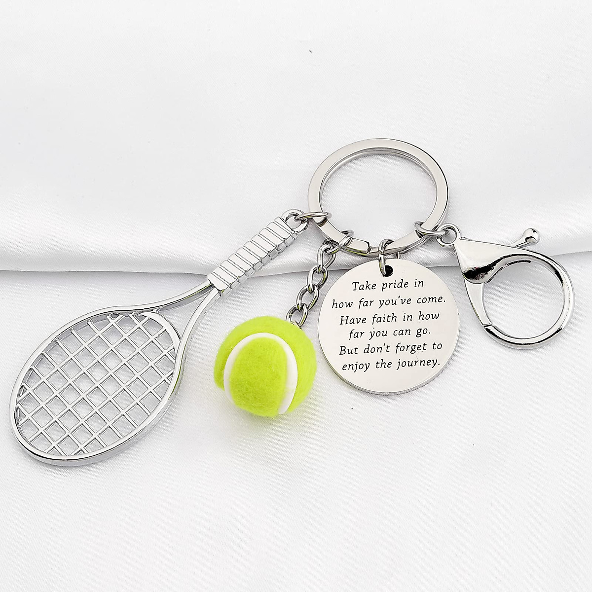 BNQL Tennis Keychain Gifts for Tennis Players Tennis Team Gifts for Tennis Lover Tennis Balls Keychain (silver)