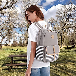 IMYTH Classical School Backpack for girls teen, Large Capacity Canvas laptop bag with YKK zipper fit 15.6 inch