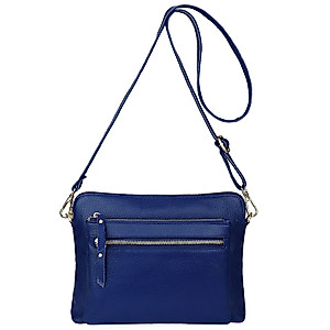 YALUXE Small Crossbody Bags for Women Real Leather Purse Crossover Sling Handbag Over the Shoulder Bag with 4 Zip Pockets