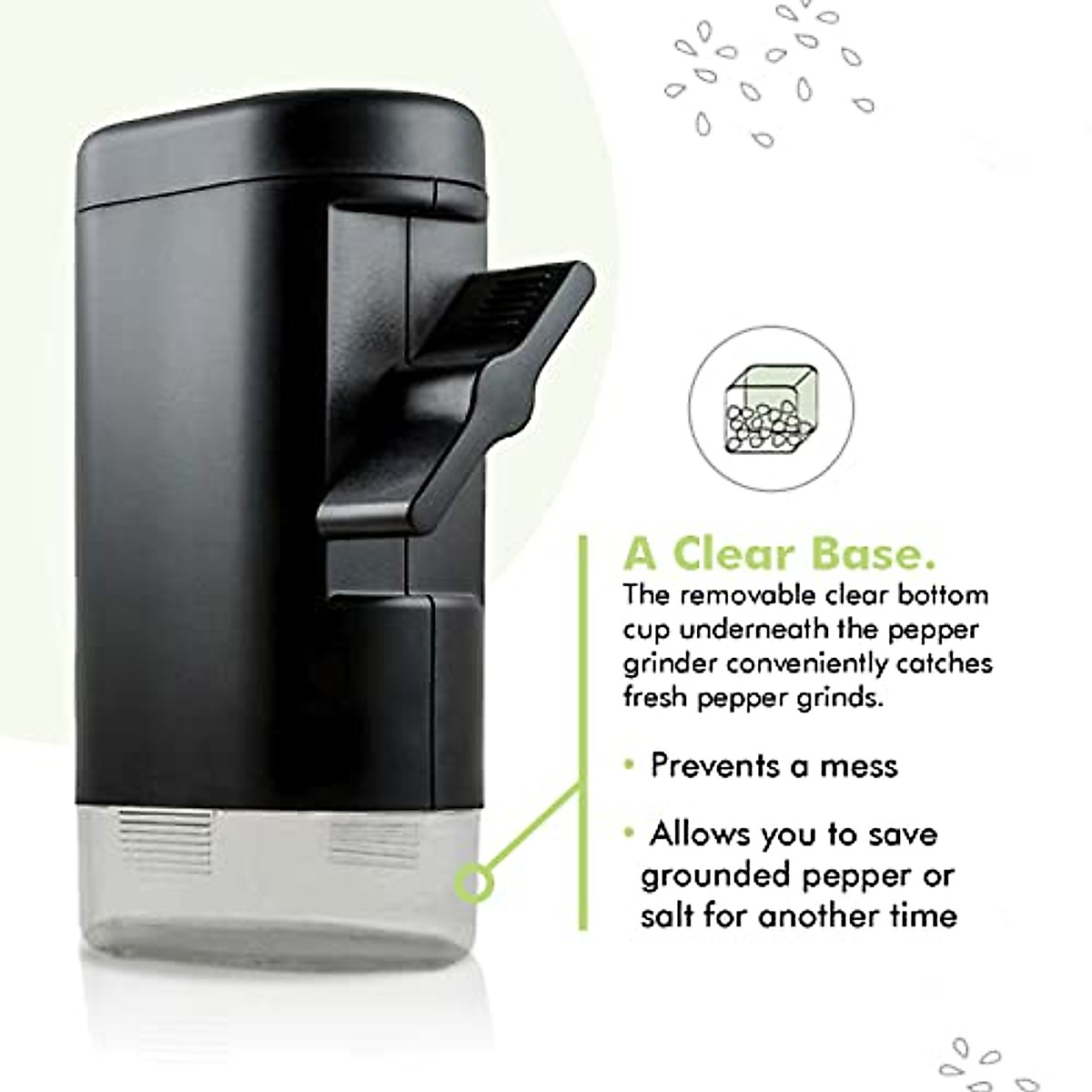 Refillable Sea Salt and Pepper Grinder - Traditional Ceramic Peppercorn Grinder, Pepper Mill by PepperMate (Black)