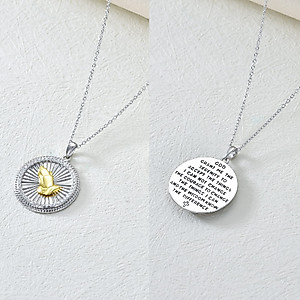 LONAGO Serenity Prayer Necklace with Praying Hands Coin Pendant, Praying Hands and Lord's Prayer Medal Pendant Necklace for Women