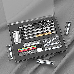 Mr. Pen- Metal Mechanical Pencil Set with Leads and Eraser Refills, 5 Sizes - 0.3, 0.5, 0.7, 0.9 and 2 Millimeters, Sketching/ Drafting Pencil