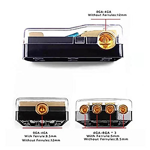 Idong 4-Way Fuse Holder Copper Distribution Block, Copper 0/2/4 Gauge to 4/6/8 Gauge 60 Amp, Used for Audio Stereo Amplifier of car, Truck, Ship, with Hexagon Wrench (4 Way)