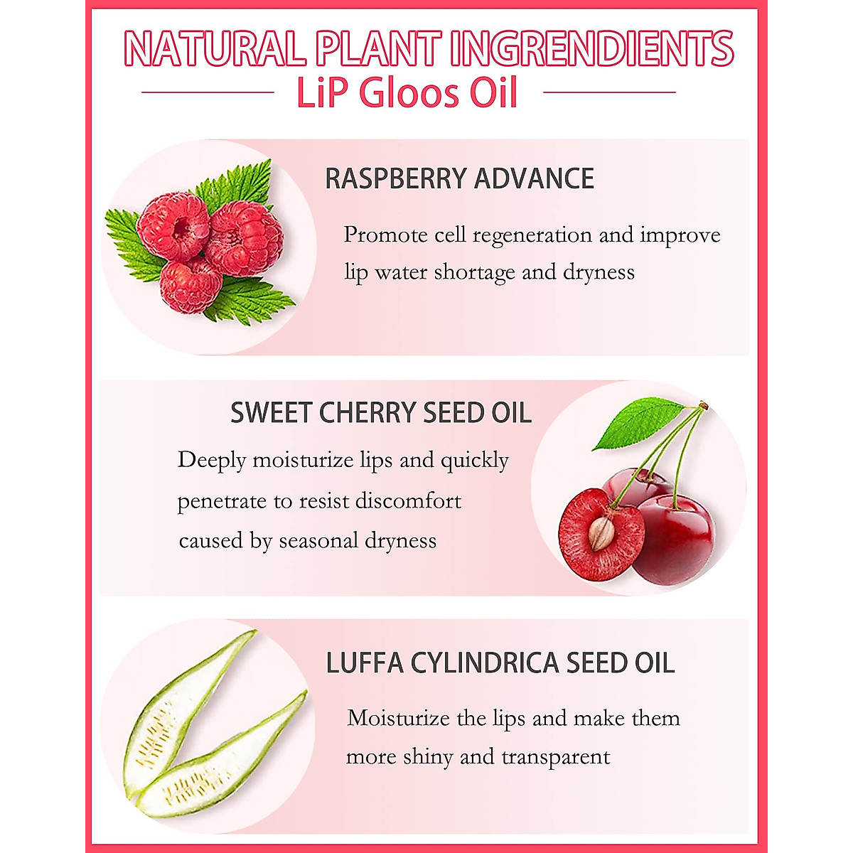 Plumping Lip Glow Oil, Hydrating Tinted Lip Oil Gloss, Transparent Toot Lip Oil, Long Lasting Lip Balm Moisturizing Glow Oil, Glitter Shine Primer Lip Tint Lip Care Product,Gift for Women(#015 Cherry)