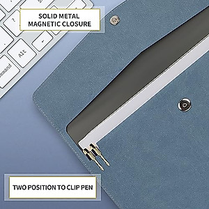 Toplive Document File Folder, Waterproof Thin PU Leather A4 Envelope Folder File Document Organizer Storage Case, Filing Envelope Folder with Magnetic Closure, Blue