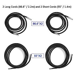 Bealuffe Replacement Cords for Zero Gravity Chair 4 Cords Patio Recliner Repair Laces for Lounge Chair Bungee Chair Antigravity Chair (Black)