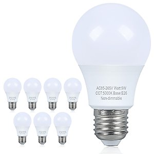 Marxlait 8 Pack LED Light Bulbs 60 watt Equivalent, Daylight 5000K, A19 Standard Light Bulbs, E26 Medium Base, Non-Dimmable