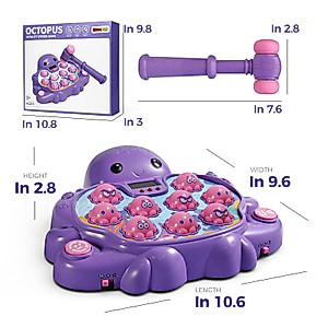 KukuFun Toys for 2 3 4 5 Year Old Boy,Toddler Toys Age 2-4, Whack A Mole Flog Octopus Game Toys with Light Sound for Kids Boys Girls, Baby Toy for Early Learning, Birthday for Toddler