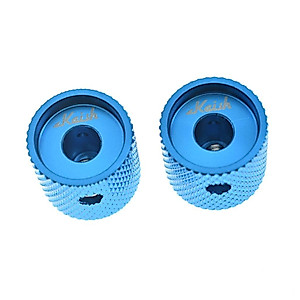 KAISH Set of 2 Aluminium Metal Flat Top Guitar Bass Knobs Guitar Volume/Tone Control Knobs 1/4" Universal Potentiometer Pot Knobs with Indicator Line for Tele/Telecaster Blue