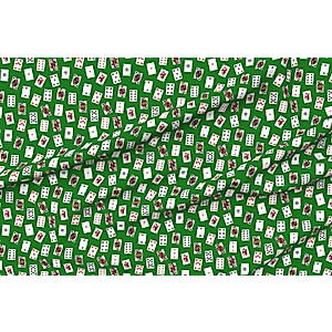 Spoonflower Fabric - Playing Cards Green Deck Card Game Poker Casino Printed on Petal Signature Cotton Fabric Fat Quarter - Sewing Quilting Apparel Crafts Decor