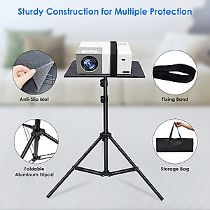 YOWHICK Projector Tripod Stand for 23" to 61", Foldable Laptop Tripod, Multifunctional DJ Racks/Projector Stand with Adjustable Height, Perfect for Office, Home, Stage or Studio