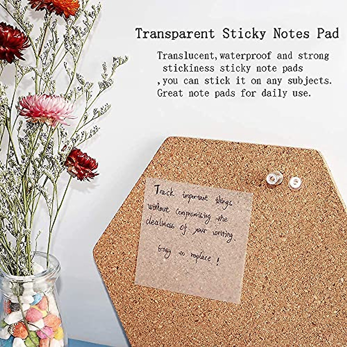 Transparent Sticky Notes Pad 3×3 Inches Strong Self-Stick Notes 10 Pads Waterproof Memo Pads 50 Sheets/Per Pad
