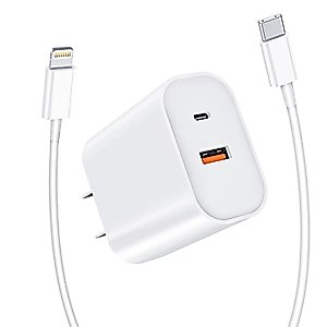 [Apple MFi Certified] iPhone Fast Charger, 20W PD + QC 3.0 Dual Port USB C Wall Charger Plug with 10FT Extra Long USB C to Lightning Fast Charging Data Sync Cord for iPhone 13 12 11 XS XR X 8 iPad