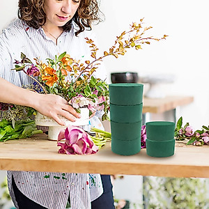 Prashent 6 Pcs Round Floral Foam Blocks,Green Wet Dry Flower Foam Plant Foam for Fresh & Artificial Flower Arrangements DIY Craft 3.2" X 1.6"