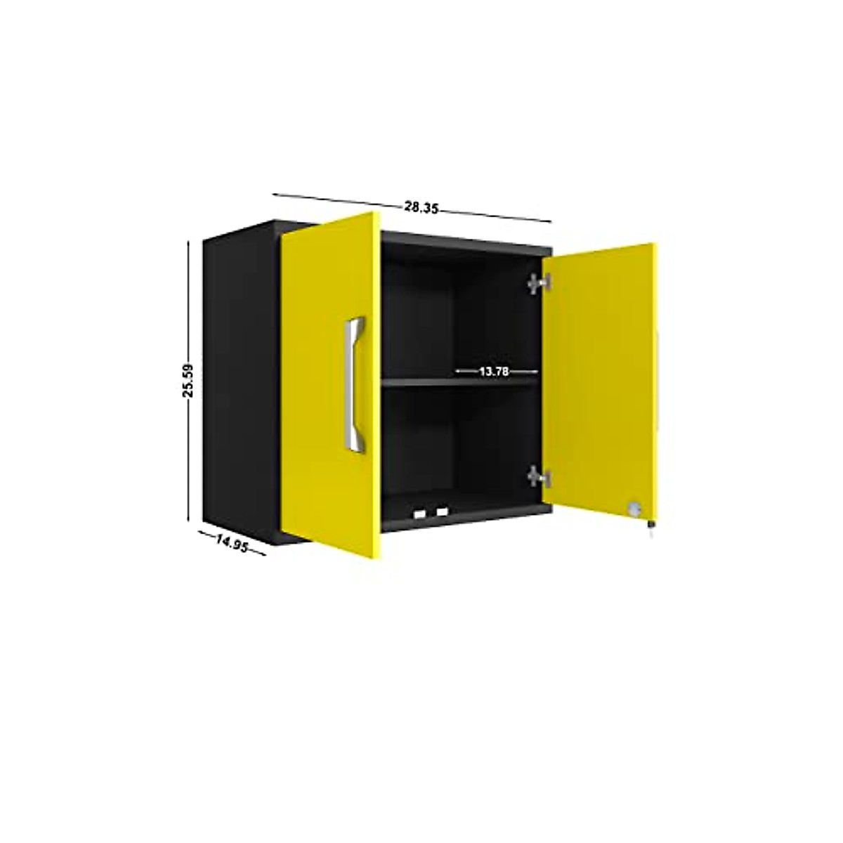Manhattan Comfort Eiffel 2-Piece Storage Garage Set in Matte Black and Yellow