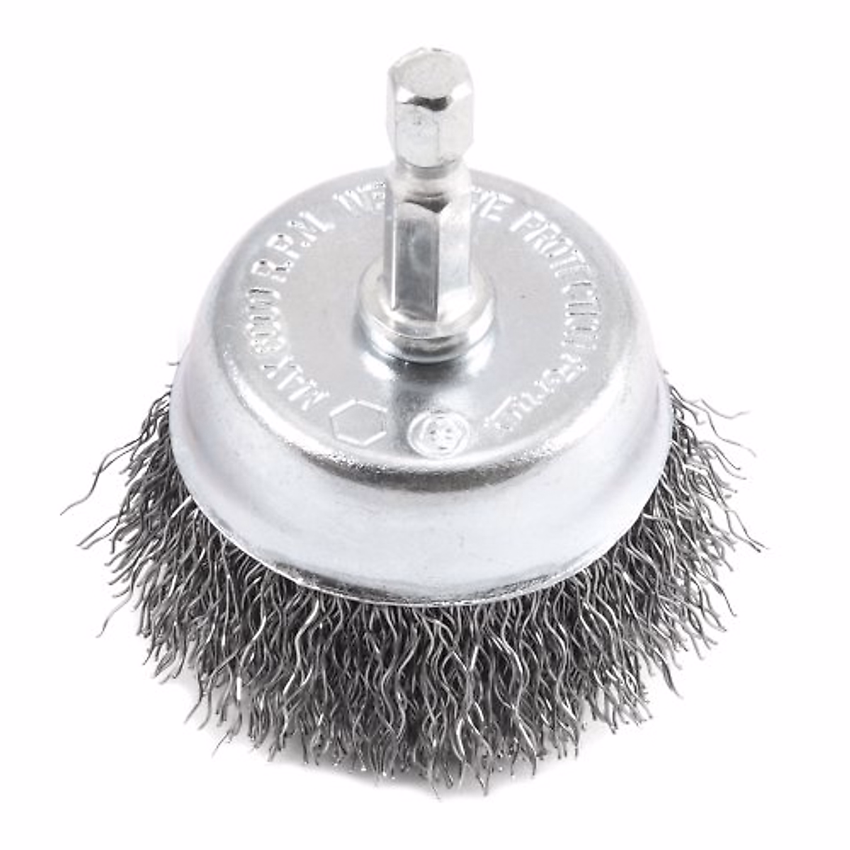 Forney 72729 Wire Cup Brush, Coarse Crimped with 1/4-Inch Hex Shank, 2-Inch-by-.012-Inch, Silver