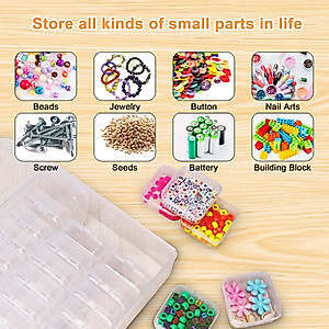 Xenophoer 31pcs Bead Organizers and Storage, Small Bead Organizer Box Plastic Mini Clear Bead Storage Containers Case with Ractangle Hinged Lid for Jewelry Craft Diy Nail Diamond Bracelet Making