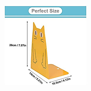 Bookends Cute Cat Metal Book End Non-Skid Bookend Office & Bookshelf Decorative Book Stopper for Holding Books Organizer Bookends for Heavy Books