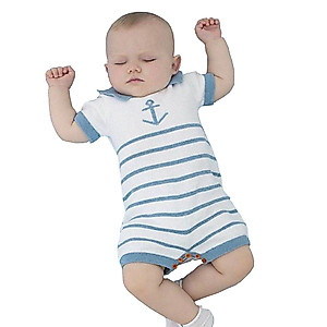 mimixiong Nautical Baby Boy Romper Toddler Navy Bodysuit Clothing(Blue,0-6Months)